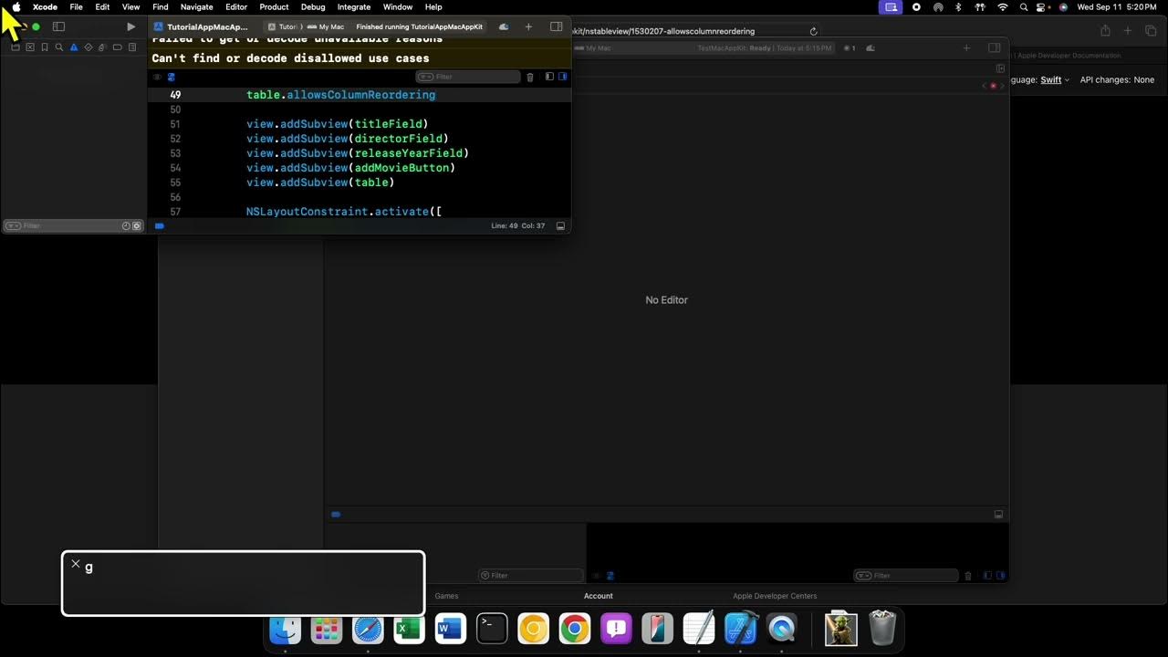 macOS Development with AppKit - 38 - Allowing the User to Rearrange Table Columns - YouTube
