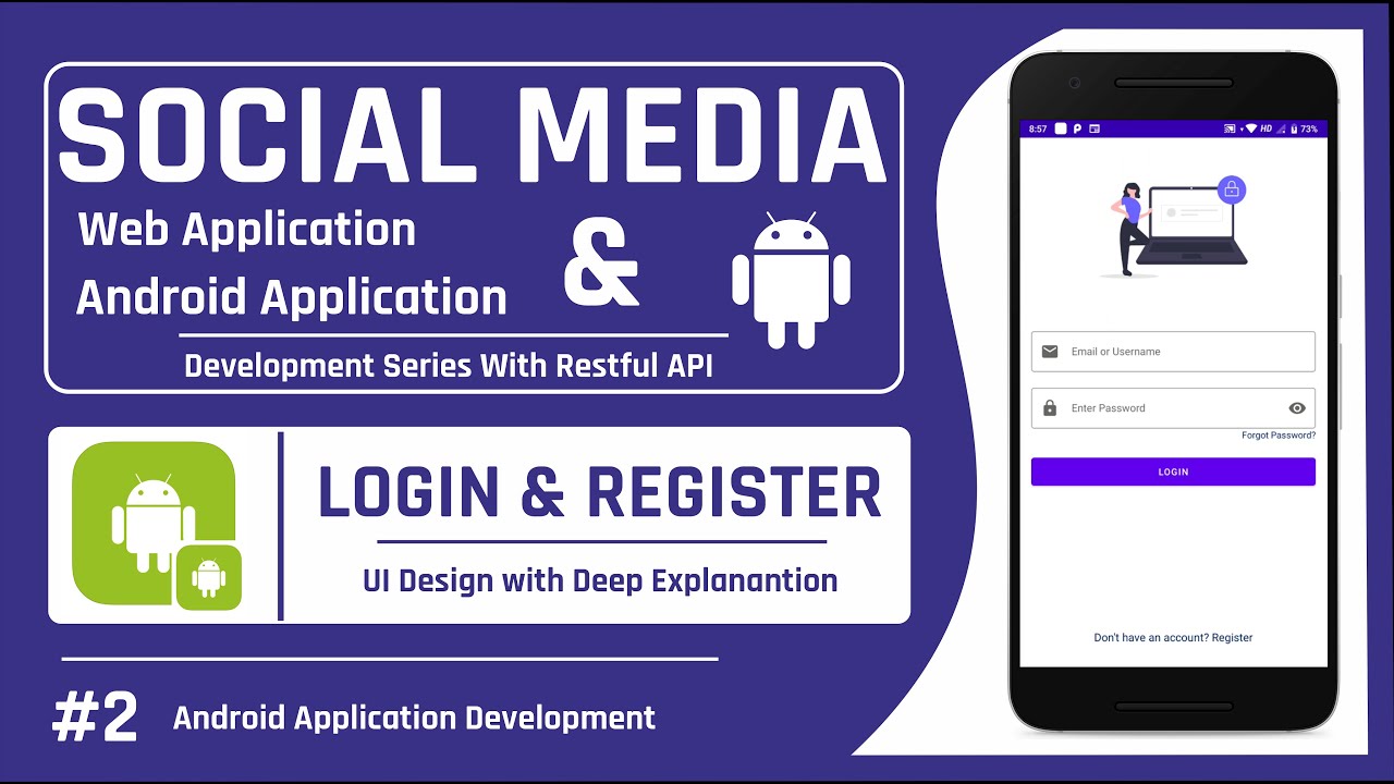 Login & Register UI Design | Social Media Android Application ...
