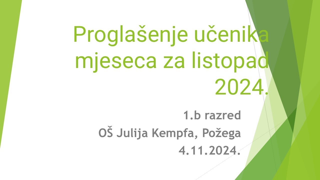 Proglašenje učenika mjeseca za mjesec listopad 2024. - YouTube