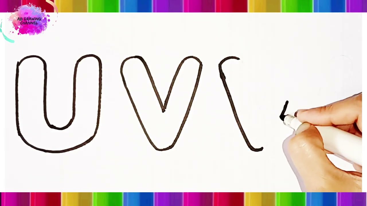 menggambar dan mewarnai alphabet uvw #drawing #menggambar #mewarnai # ...