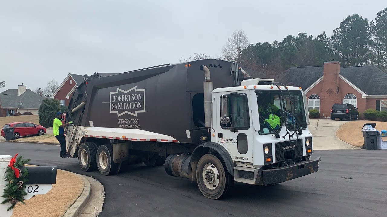 Robertson Sanitation: Mack MR McNeilus Rear Load Garbage Truck - YouTube