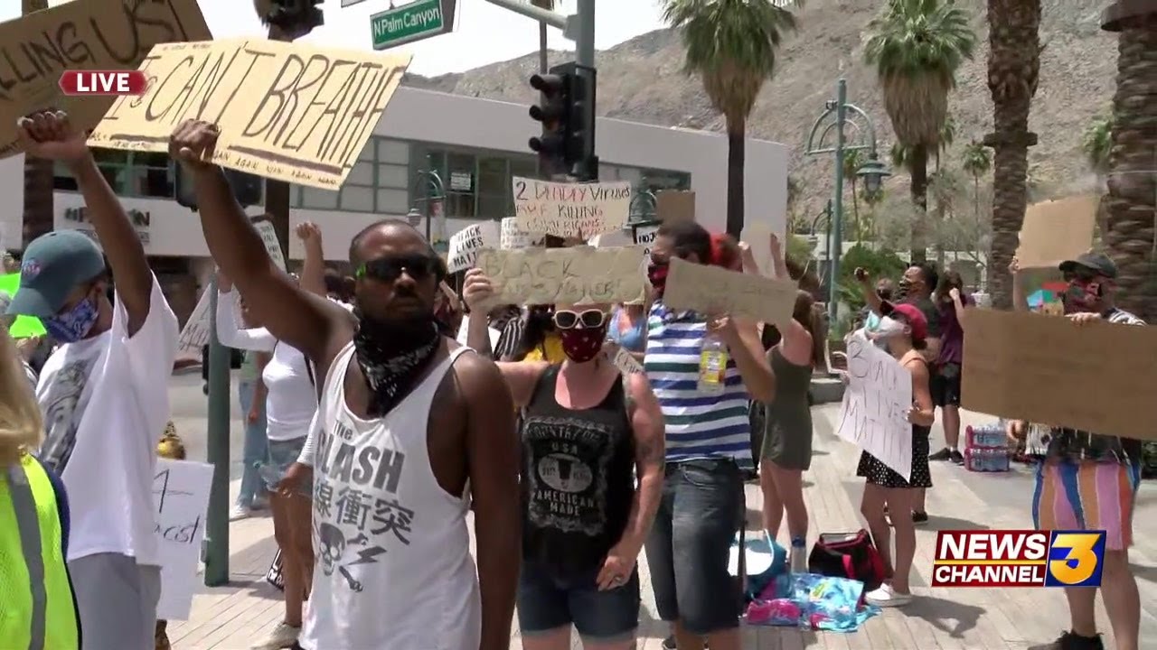 Peaceful protest underway in downtown Palm Springs - YouTube
