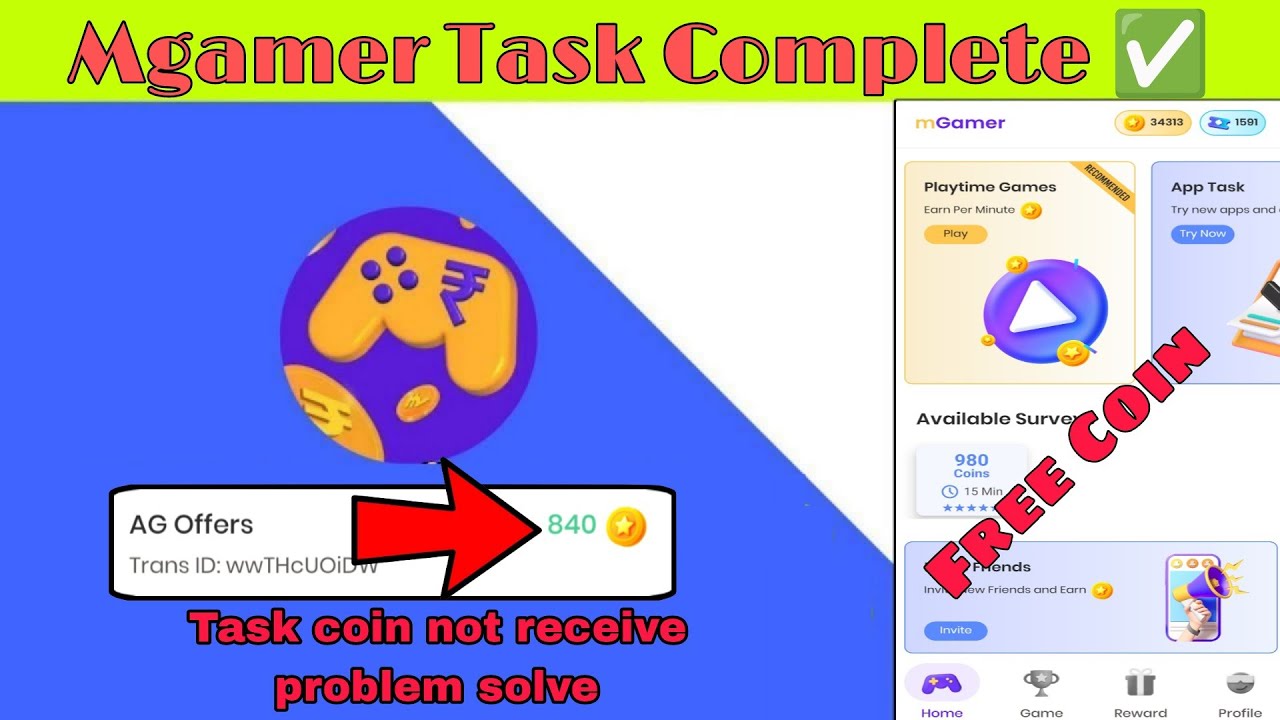 Mgamer coin trick | mgamer task coin not receive problem solve - YouTube