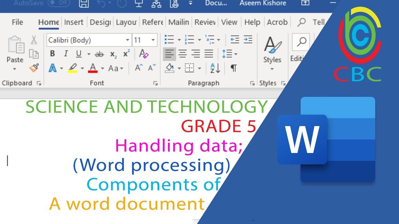 COMPUTING DEVICES,Handling data;Wordprocessing,component of Word doc ...