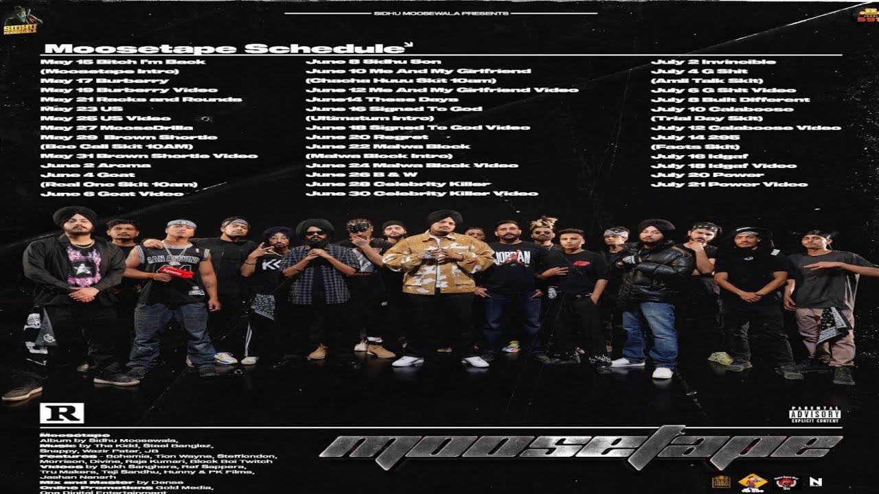 MOOSETAPE (SCHEDULE) ALL SONGS RELEASING DATES | TRACK LIST | SIDHU ...