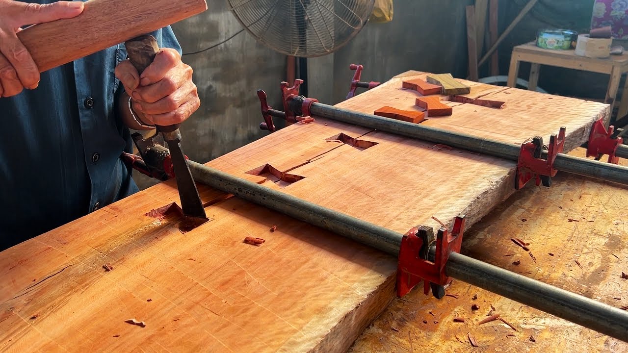 Restoring Cracks in Wood Panels to Create a Beautiful Table Using ...