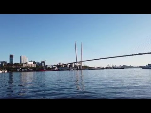 Zolotoy Bridge In Vladivostok Russia Stock Video