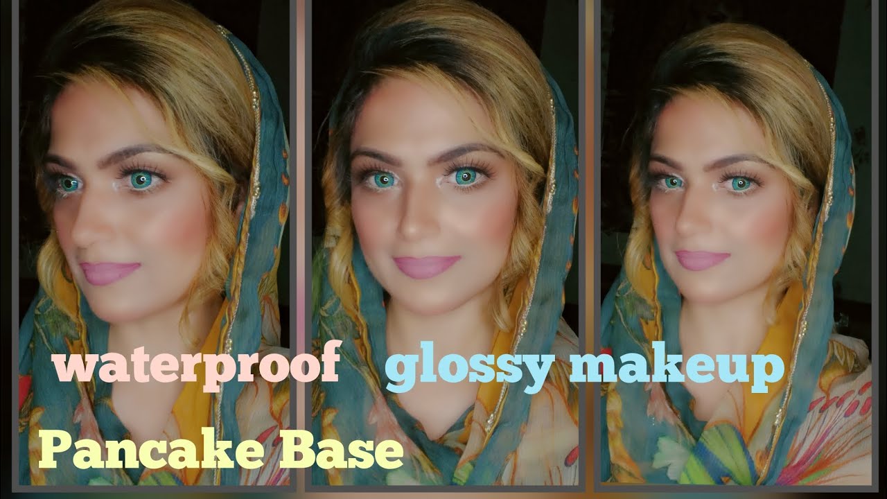 glossy makeup waterproof pancake base easy to way at home #glossy# ...