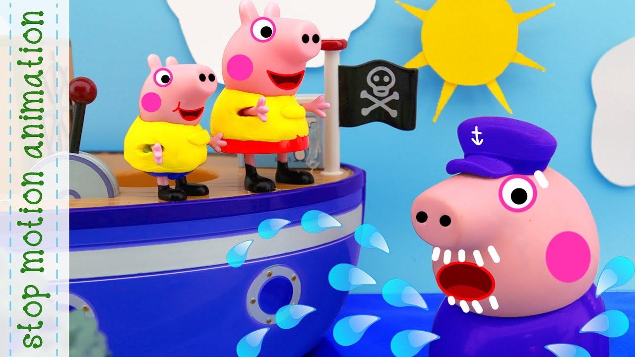 Fishing with grandpa. Peppa Pig toys Stop motion animation new episodes ...