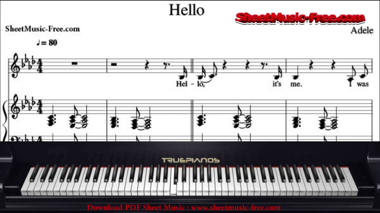 Hello Sheet Music Adele Download Hello Piano Sheet Music - YouTube