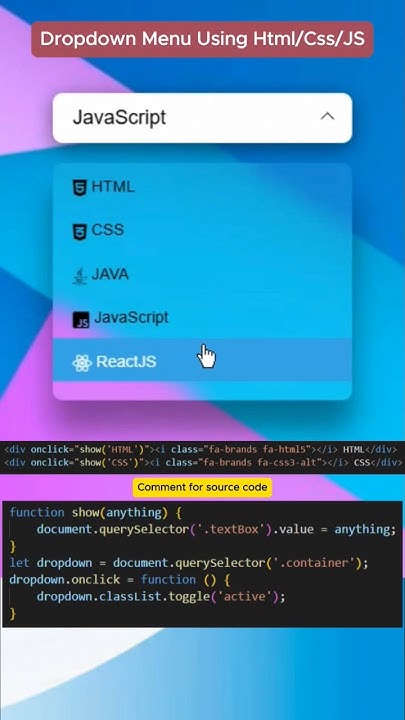 Dropdown menu Using Html CSS and JavaScript | #html #css #coding #js #codevik - YouTube