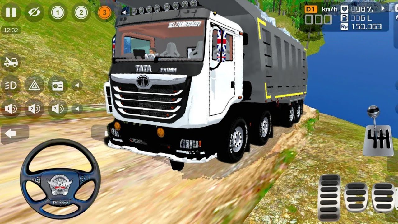 12 Wheeler 12x12 Power Full Stones Transporter Truck Driving In Offroad ...