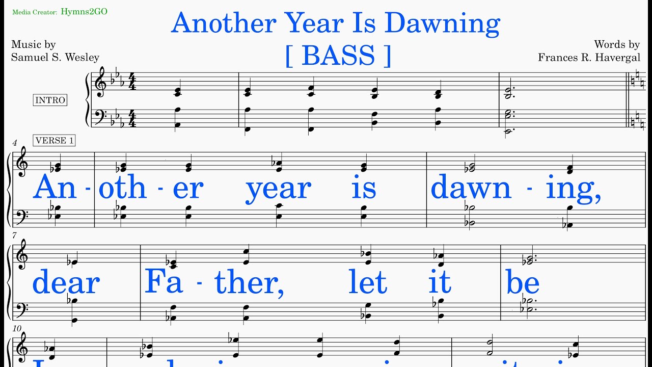 Another Year Is Dawning (Wesley - Havergal) [v1] Bass - YouTube