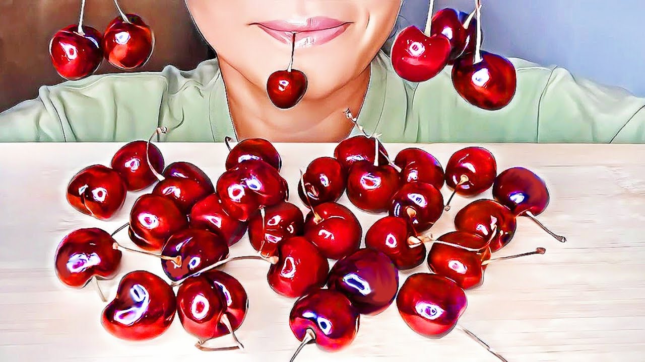 ASMR EATING CHERRIES SPITTING OUT CHERRY PITS 체리 먹방 #mukbang вишня # ...
