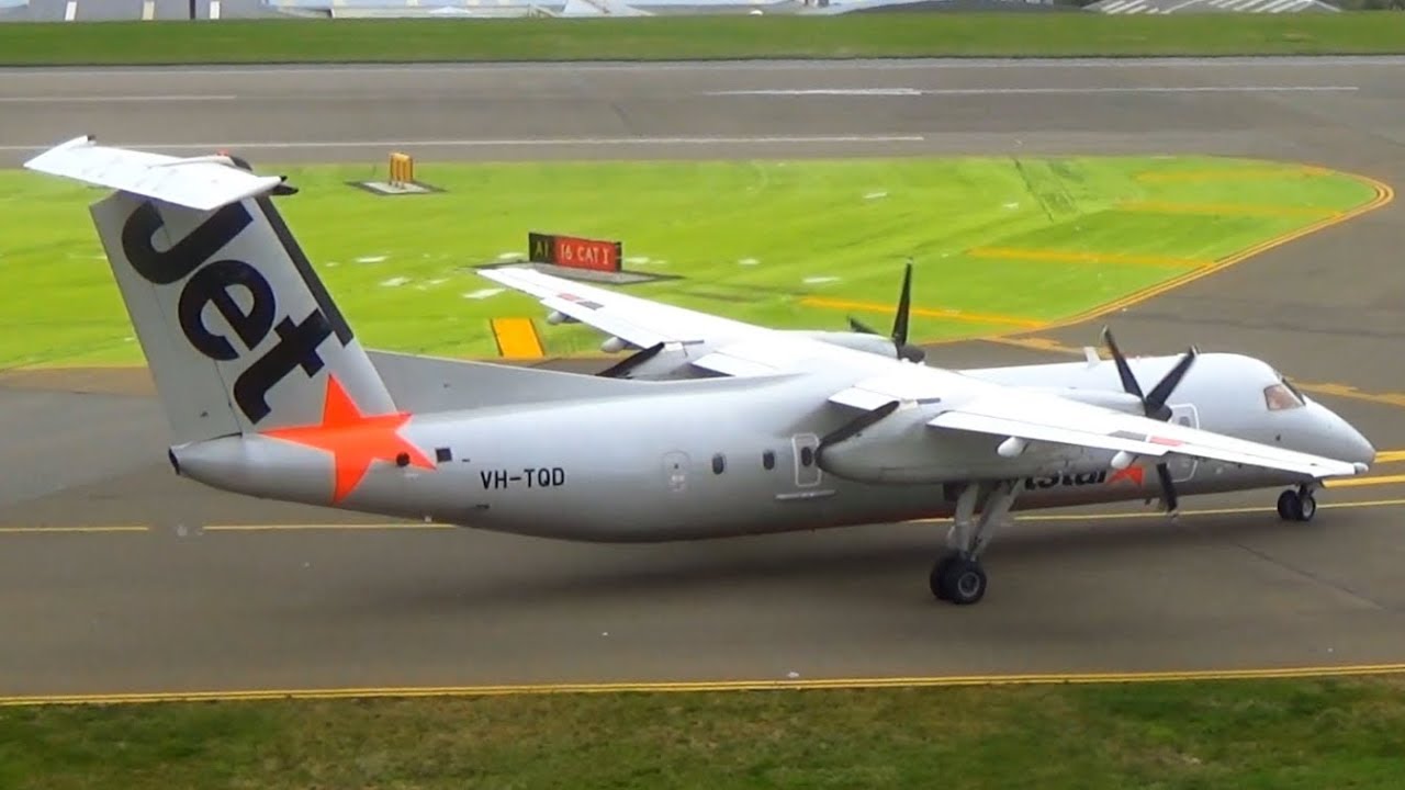 Jetstar Dash-8 Q300 | Takeoff Wellington Airport | VH-TQD - YouTube