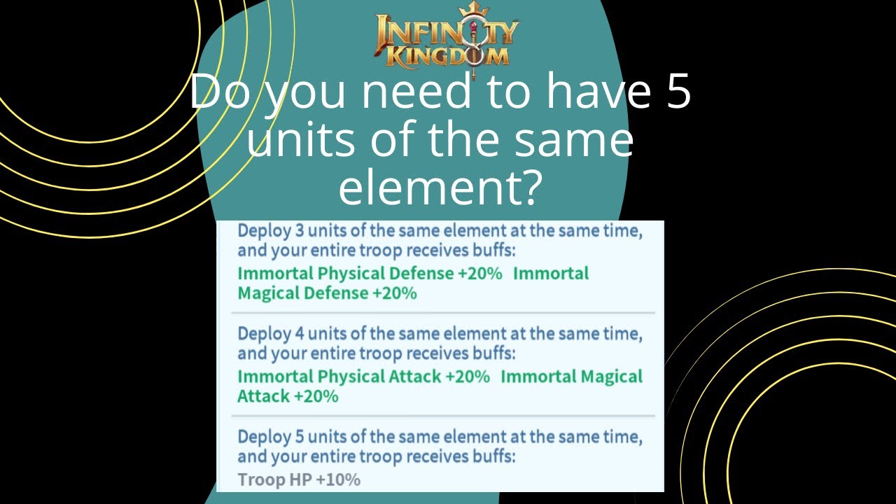 Infinity Kingdom: Do you need to have 5 units of the same element in ...