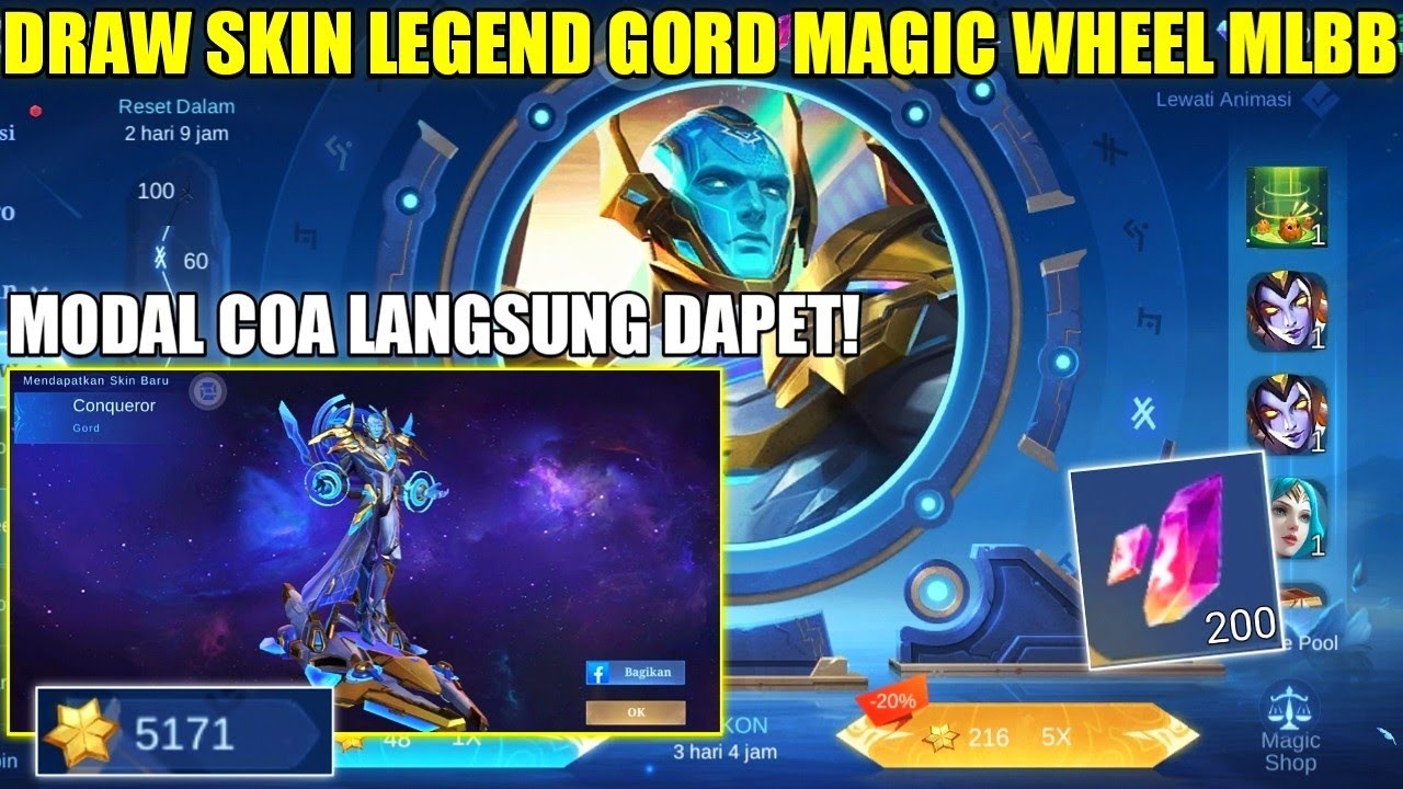 DRAW SKIN LEGEND GORD MAGIC WHEEL MODAL COA! HARGA 1 SKIN LEGEND MOBILE ...