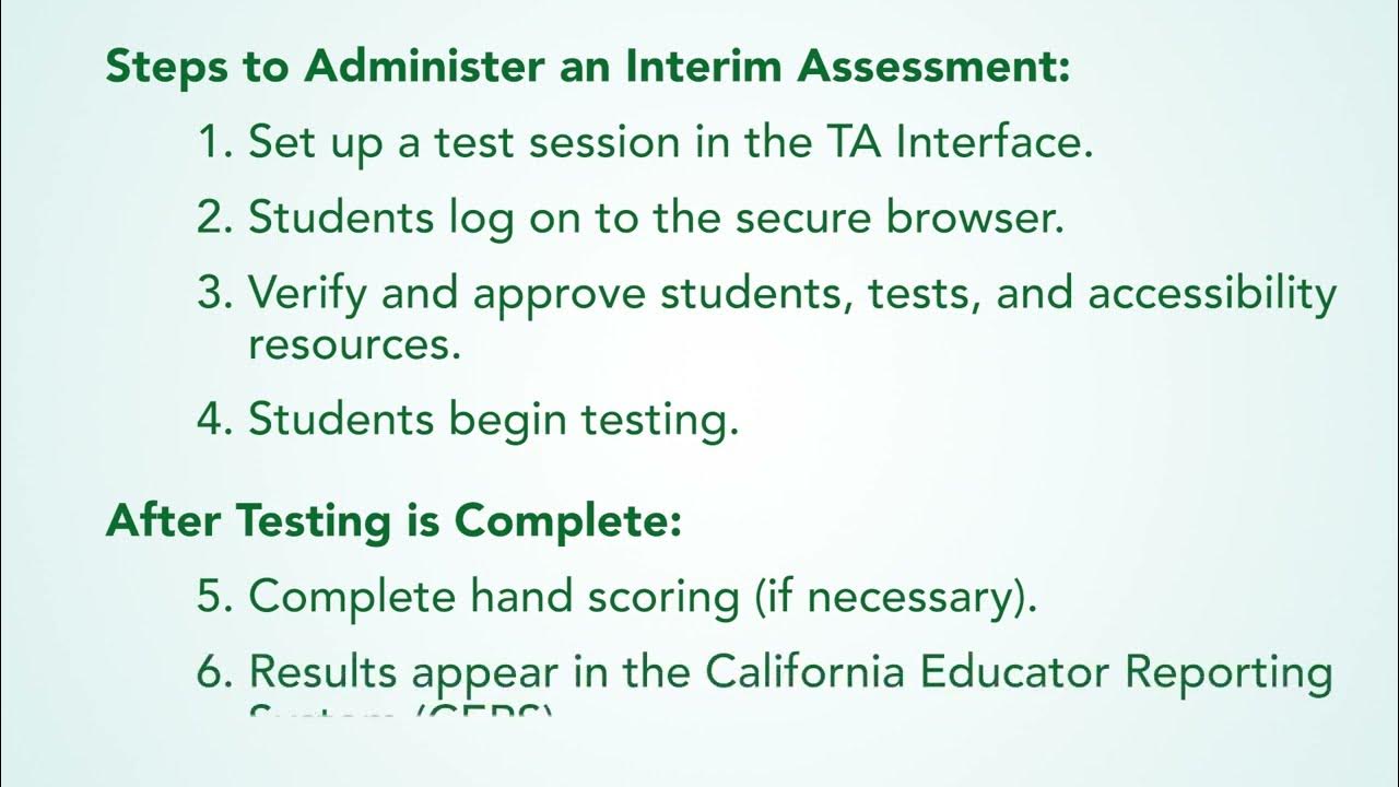 How to Administer the CAASPP Interim Assessments - YouTube