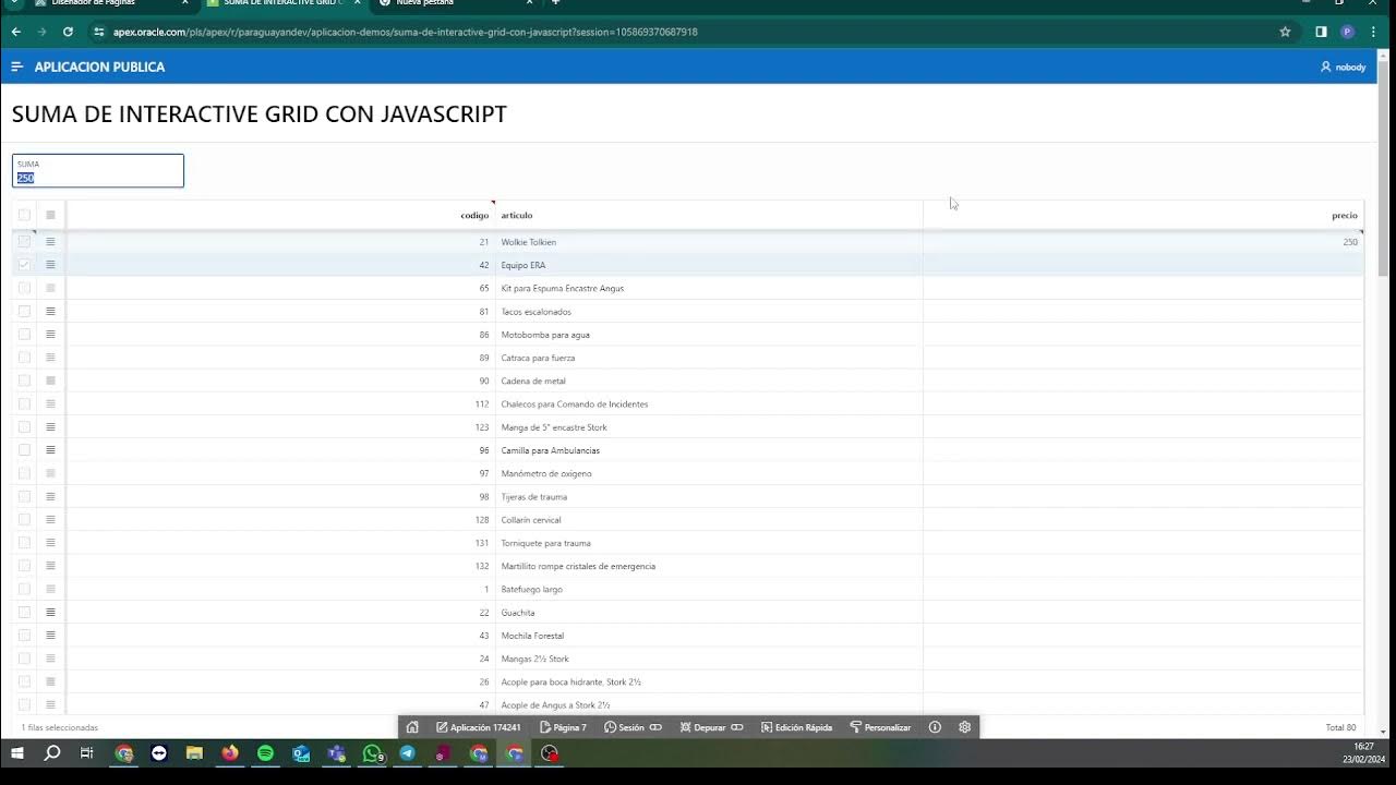 Calcular el total de una columna con javascript en oracle apex - YouTube