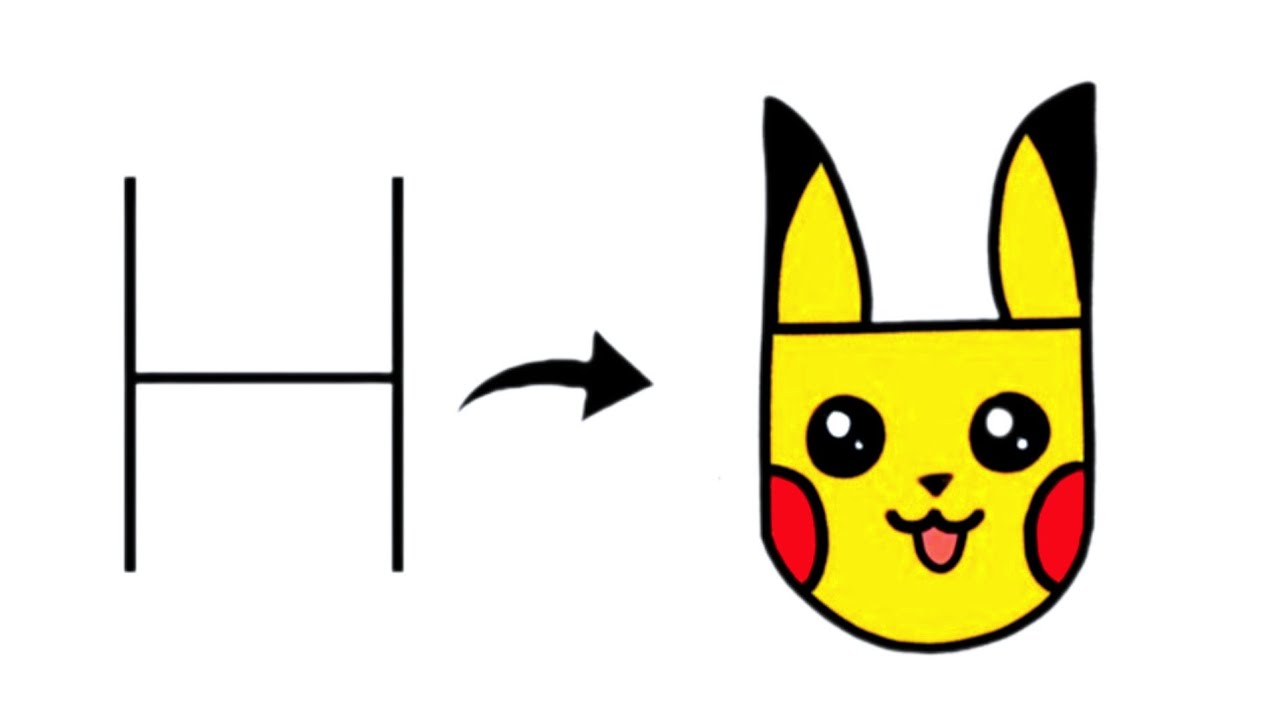 Easy Pikachu Drawing, Painting and Colouring for Kids & toddlers | draw ...