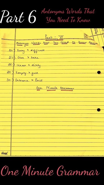 Antonym Words | Enhance Your English Vocabulary | Opposite Words in ...