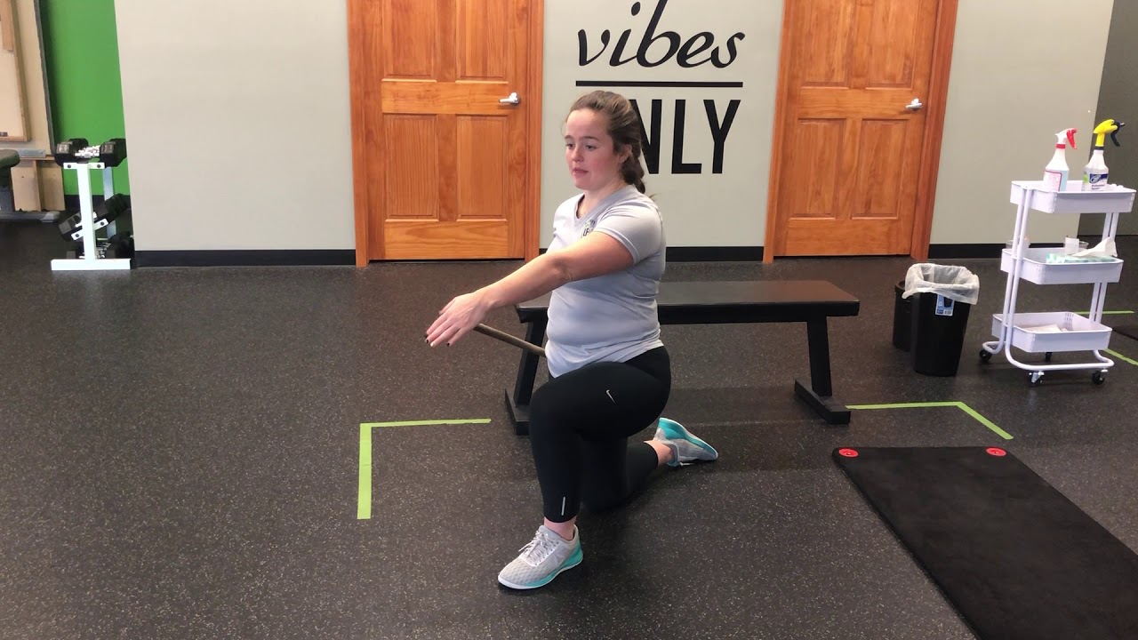 Unity Fitness - Dowel Half-Kneeling Diagonal Push Shoulder Mob - YouTube