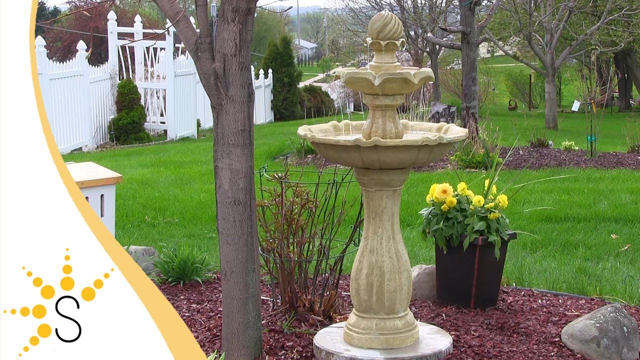 Sunnydaze 2-Tier Arcade Solar with Battery Backup Outdoor Water ...