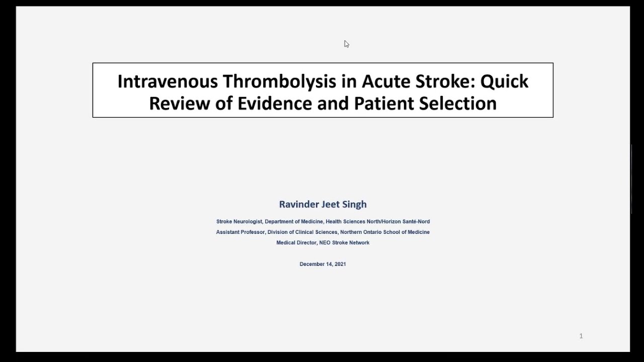 Intravenous Thrombolysis in Acute Stroke December 14, 2021 - YouTube