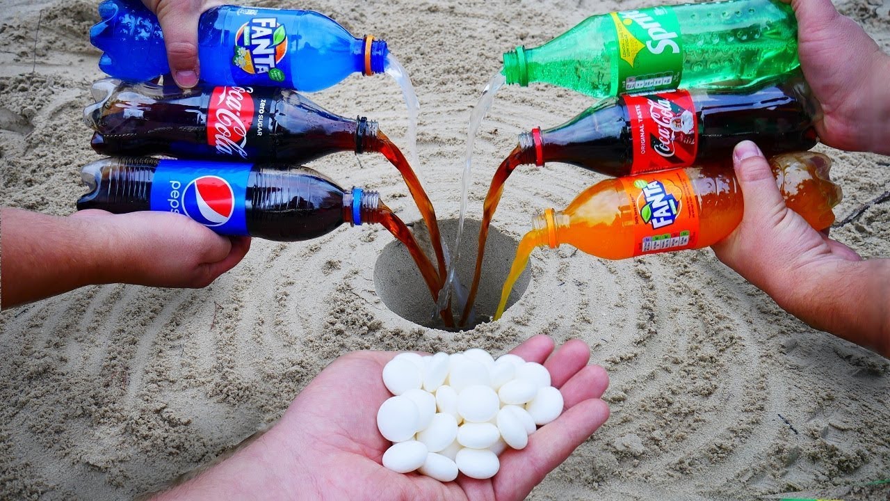 VOLCANO ERUPTION! from Cola, Fanta, Sprite, Mirinda,Pepsi and Mentos ...