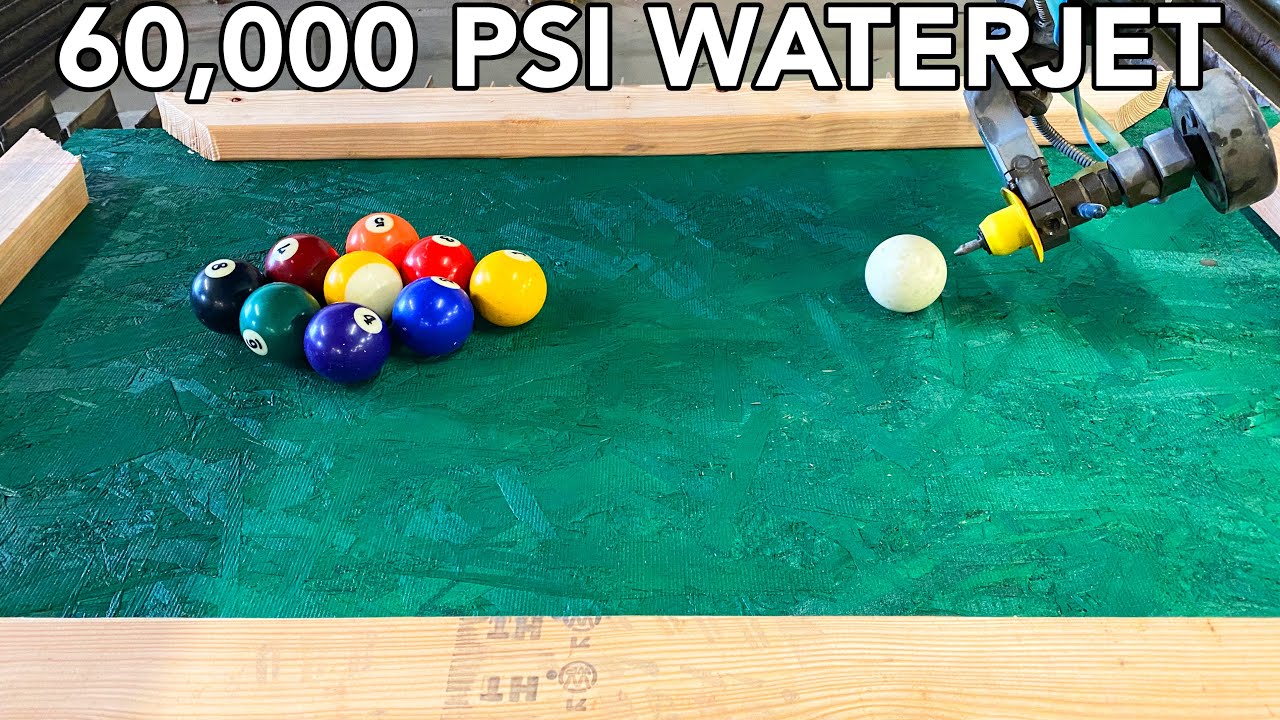Billiards with a 60,000 PSI Waterjet | Waterjet Pool Trick Shots - YouTube