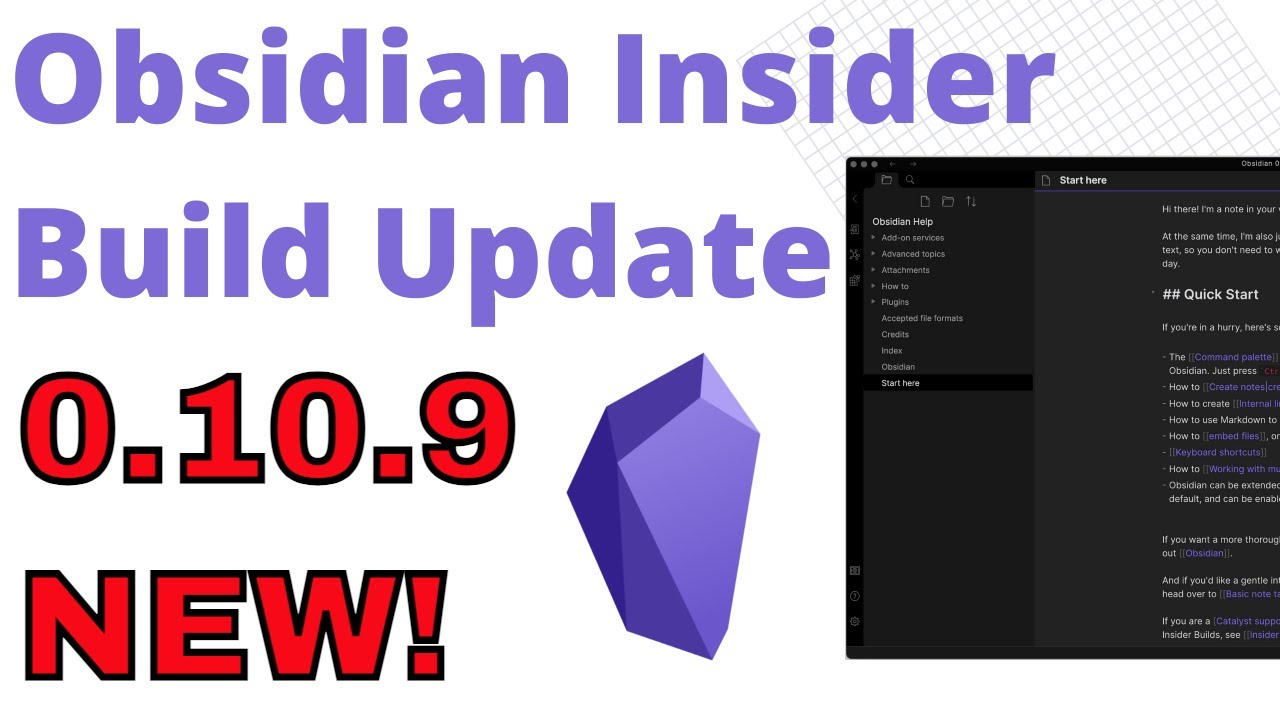 Obsidian Insider Build 0.10.9 | Shiny New Things - YouTube