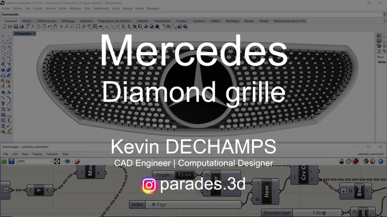 Parametric Design | Grasshopper3d | Mercedes Diamond Grille - YouTube