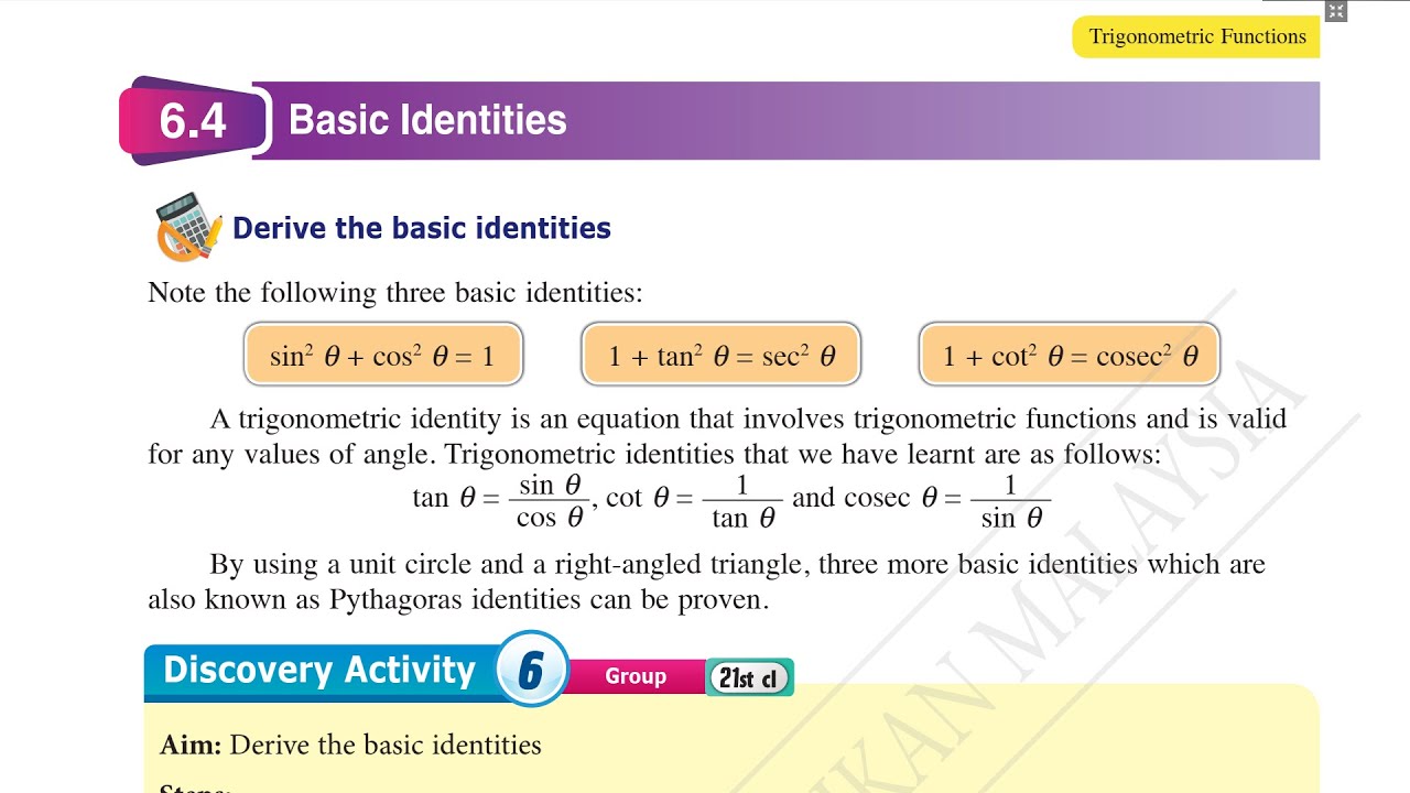 Additional Mathematics: Basic Identities & Addition and Double Angle ...