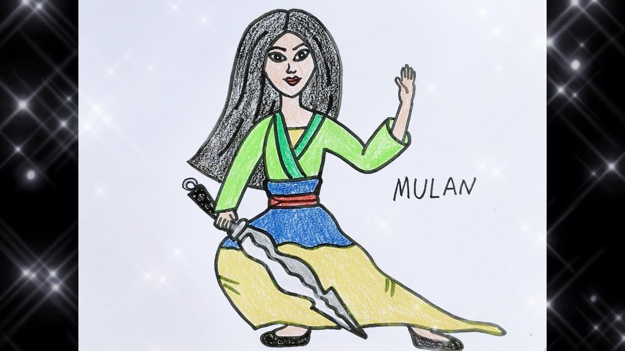 DISNEY PRINCESS DRAWING #7 How to draw MULAN popular Disney movie ...