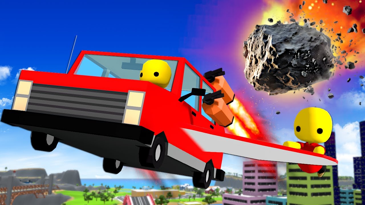 I Built a FLYING CAR to Escape an ASTEROID! (Wobbly Life) - YouTube