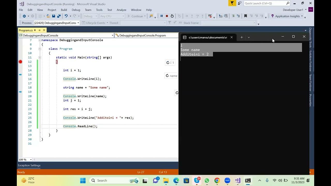 11_DebuuggingAndInputConsole WriteLine - YouTube