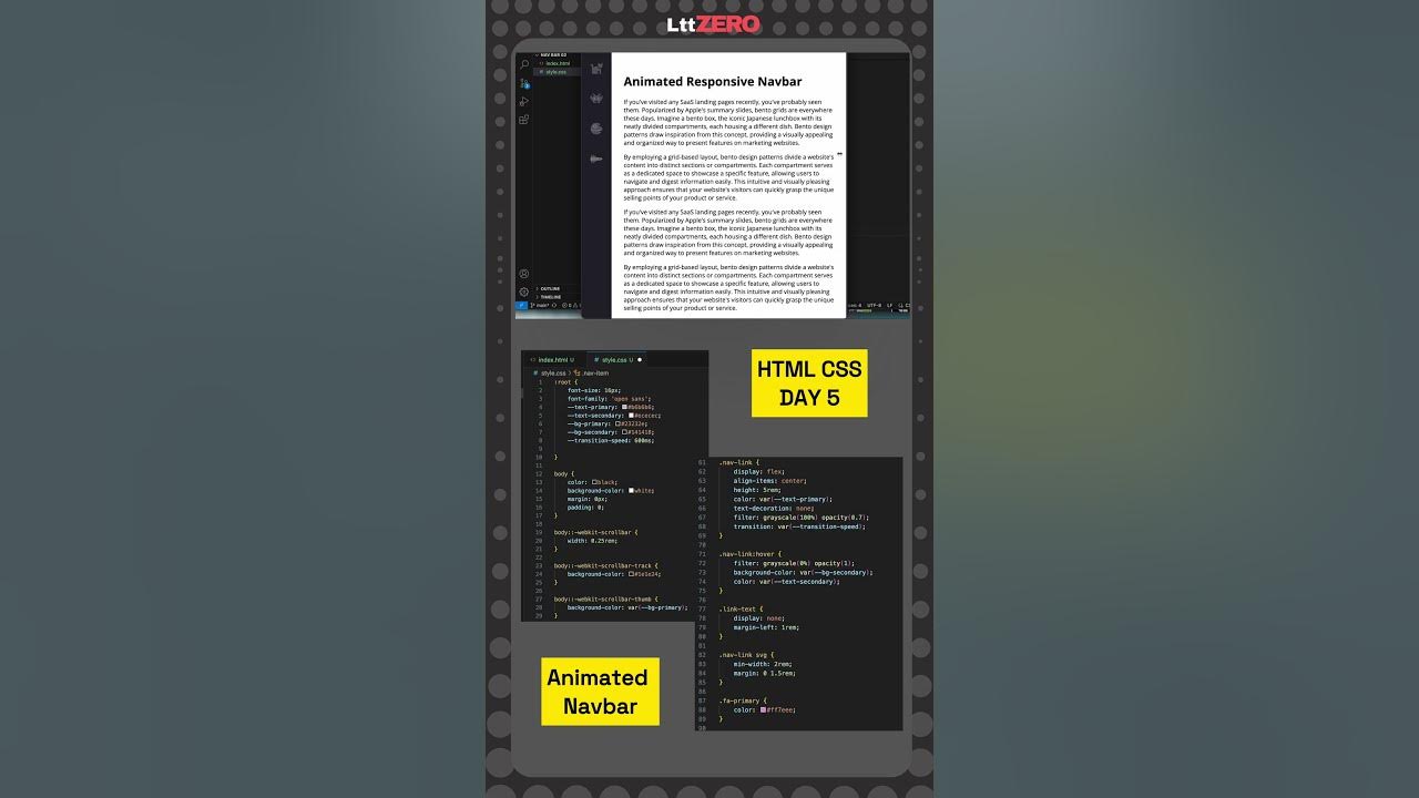 Html Css Day 5 Animated Responsive Navbar Css Html Youtube