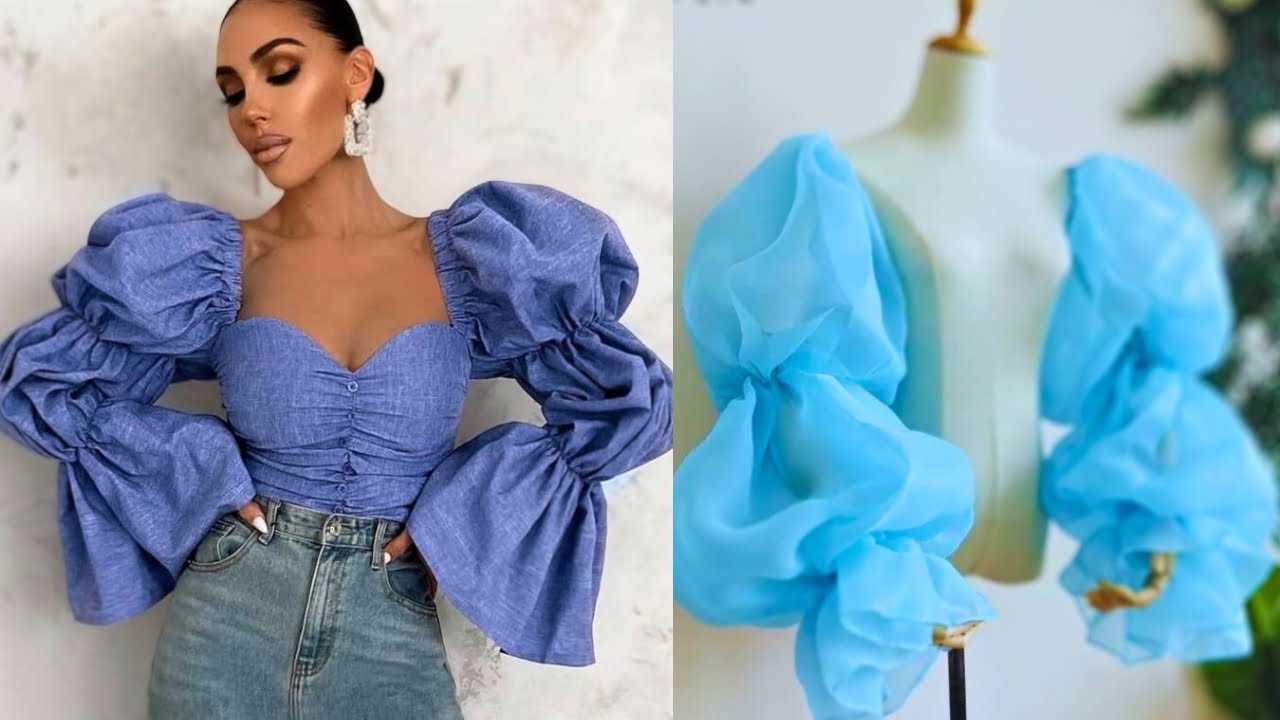 How to Cut and Sew layered puff sleeves. Easy Cutting and Stitching ...