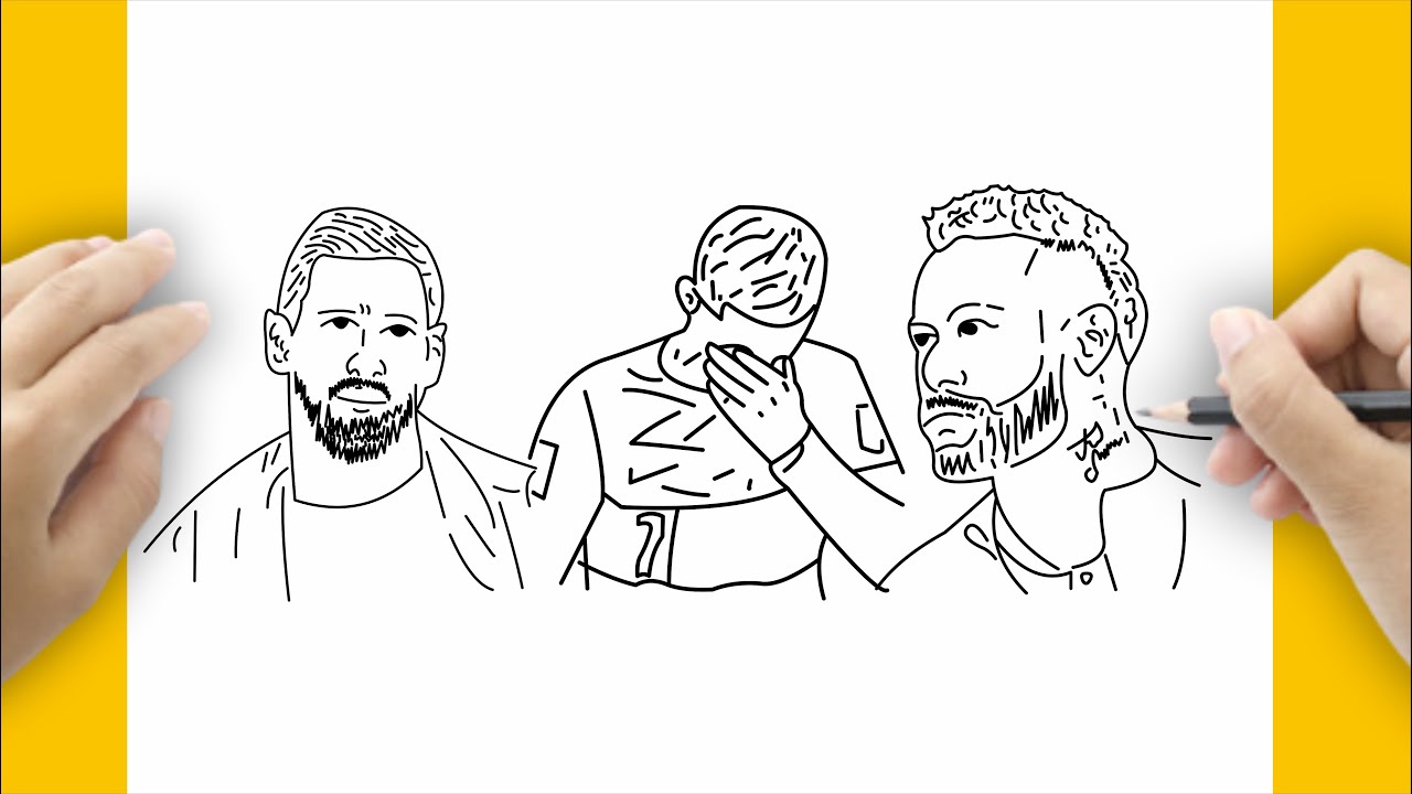 HOW TO DRAW CRISTIANO RONALDO, LIONEL MESSI AND NEYMAR JR - YouTube