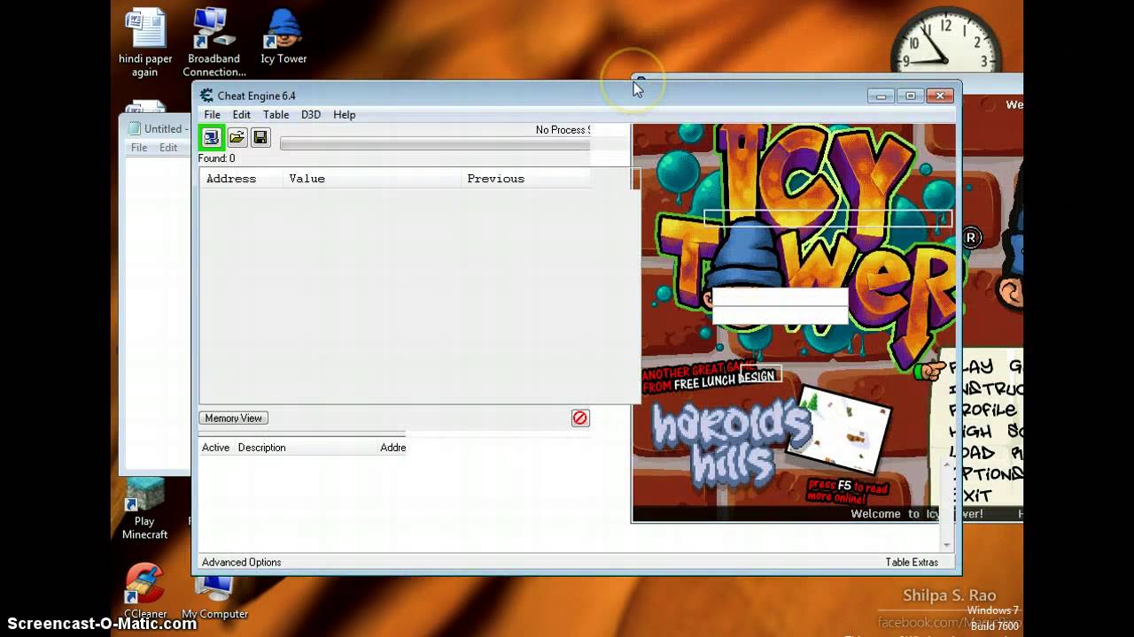 how to hack icy tower 1.5 (using cheat engine) - YouTube