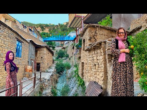 IRAN Kurdish Rural life : A beautiful country day and Walk the path to the garden 🏕️