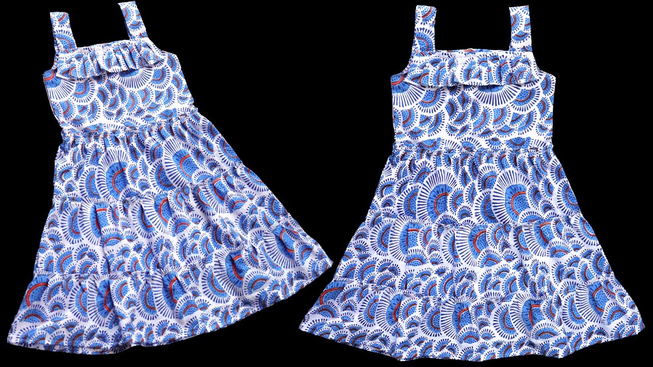Creative 3-Tier Layer Frock Design for Babies with Shoulder Strips ...
