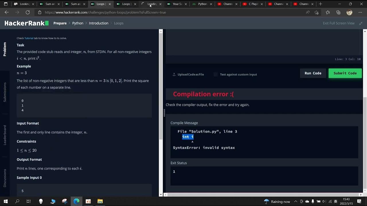Python Loops Hackerrank Youtube