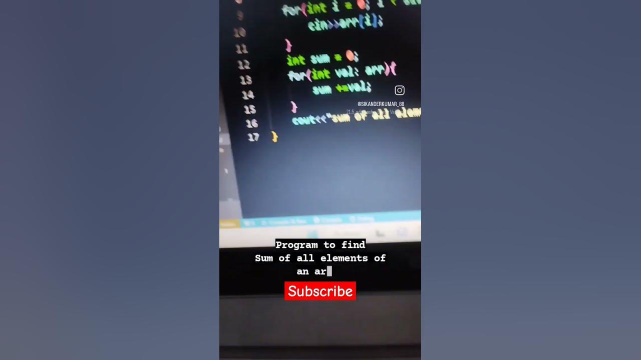 Program To Find Sum Of All Elements Of An Array 😎😎🔥 Cpp 👨‍💻👨‍💻 Programming 👨‍💻youtube ️