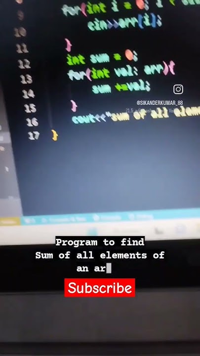 Program To Find Sum Of All Elements Of An Array 😎😎🔥 Cpp 👨‍💻👨‍💻 Programming 👨‍💻youtube ️
