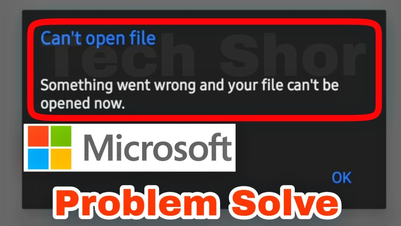 Can't Open File Something Went Wrong and your file Can't be opened now Problem Solve - YouTube