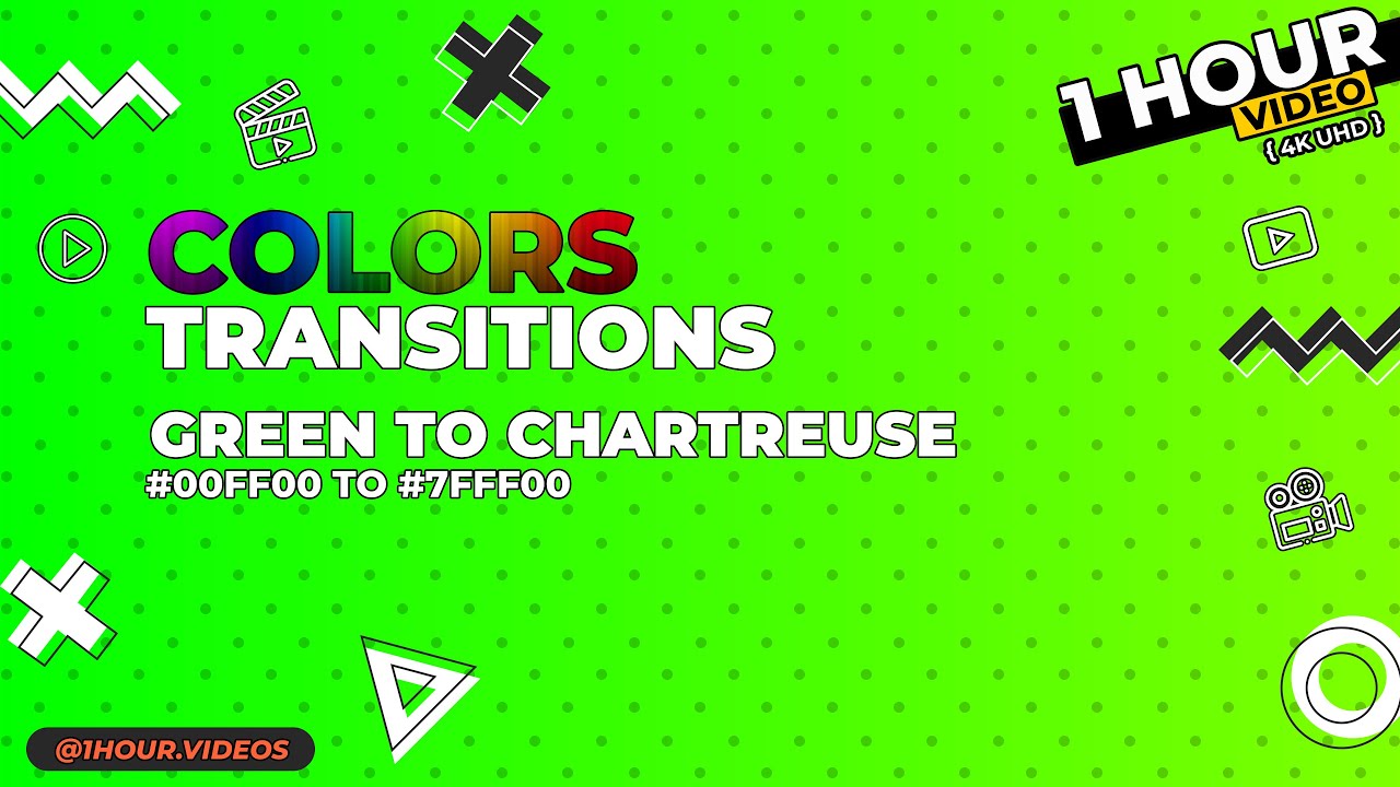 Green #00FF00 to Chartreuse #7FFF00 - 1 Hour - 4k - Chromotherapy ...