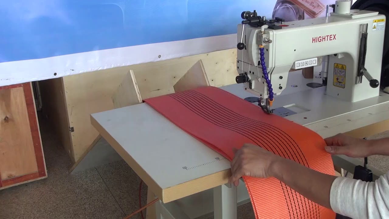 204-370 heavy lifting webbing sling sewing machine - YouTube