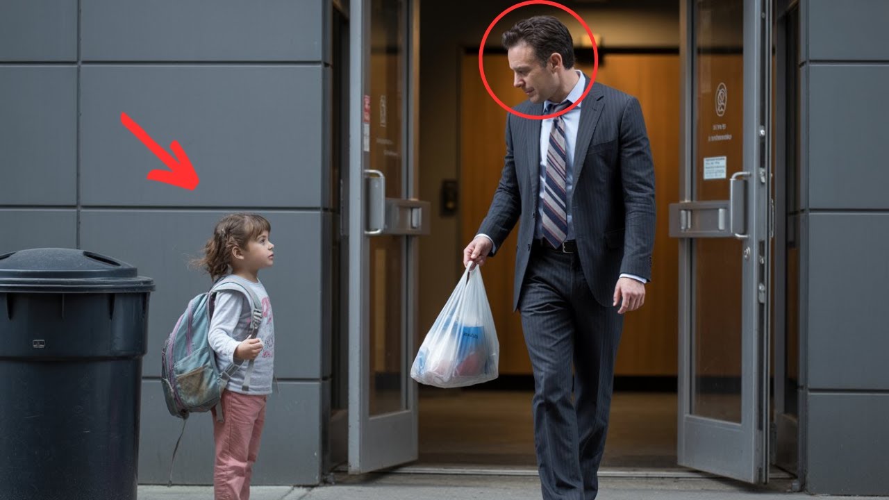 A little girl waited by the office trash bin… until the CEO gave her ...