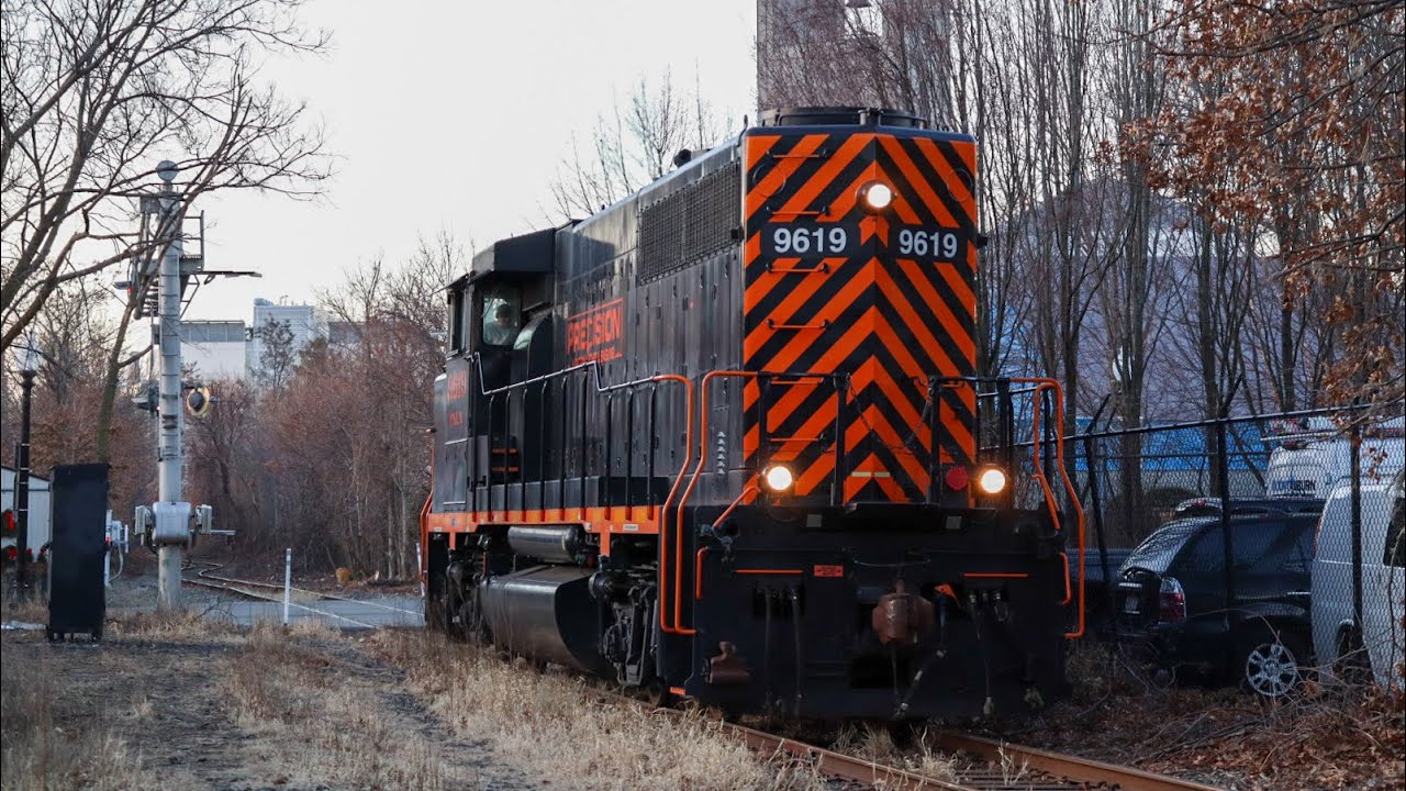 MBTA work train on the grand junction running track with PNLX 9619 ...